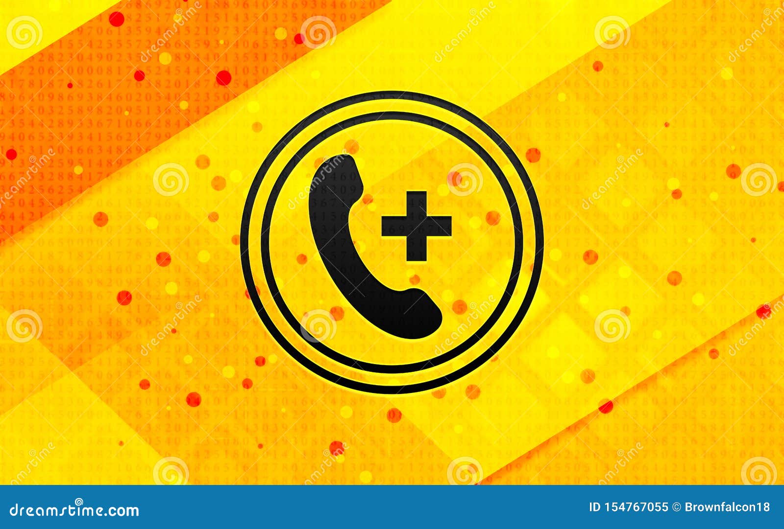 Emergency Call Icon Abstract Digital Banner Yellow Background Stock ...