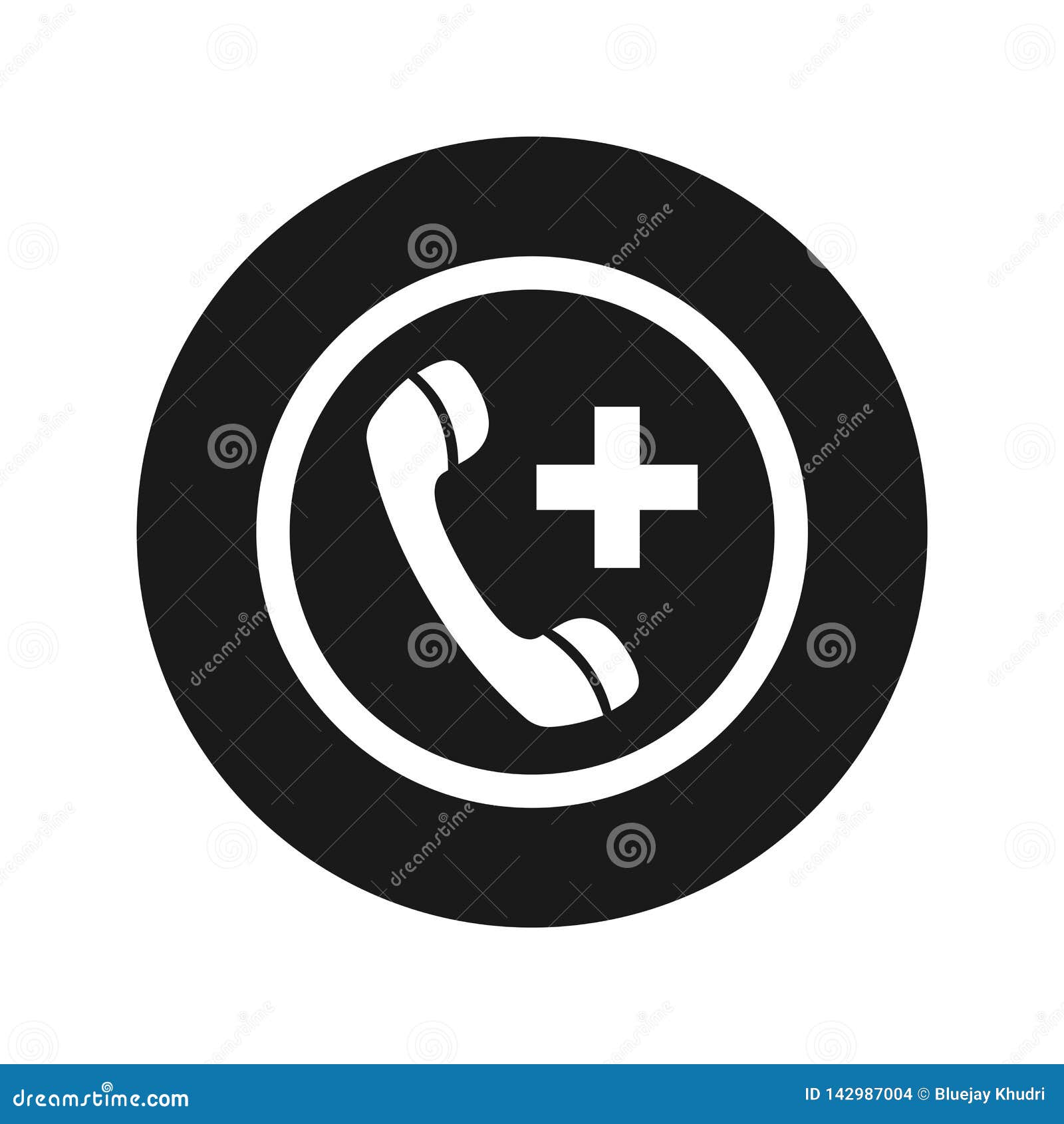 Emergency Call Icon Flat Black Round Button Vector Illustration Stock ...