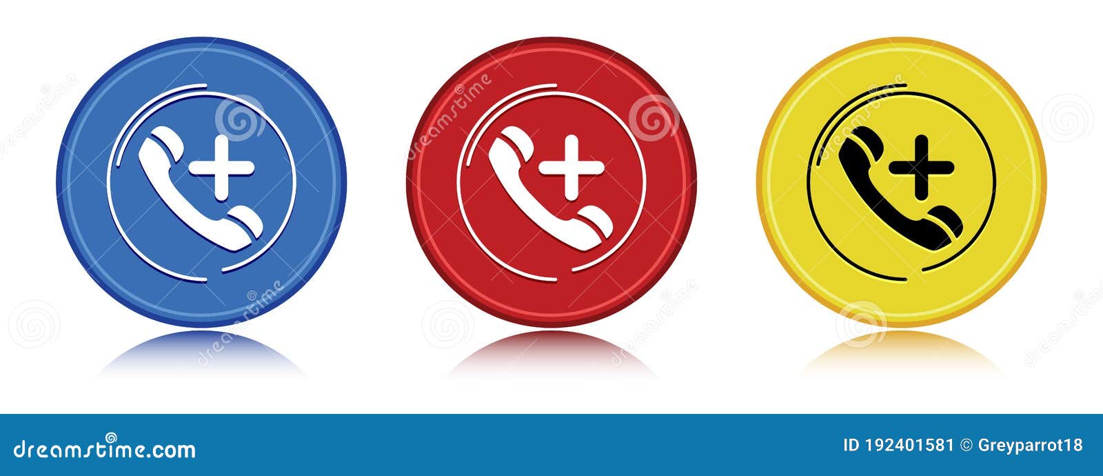 Emergency Call Icon Flat Round Button Set Illustration Stock Vector ...