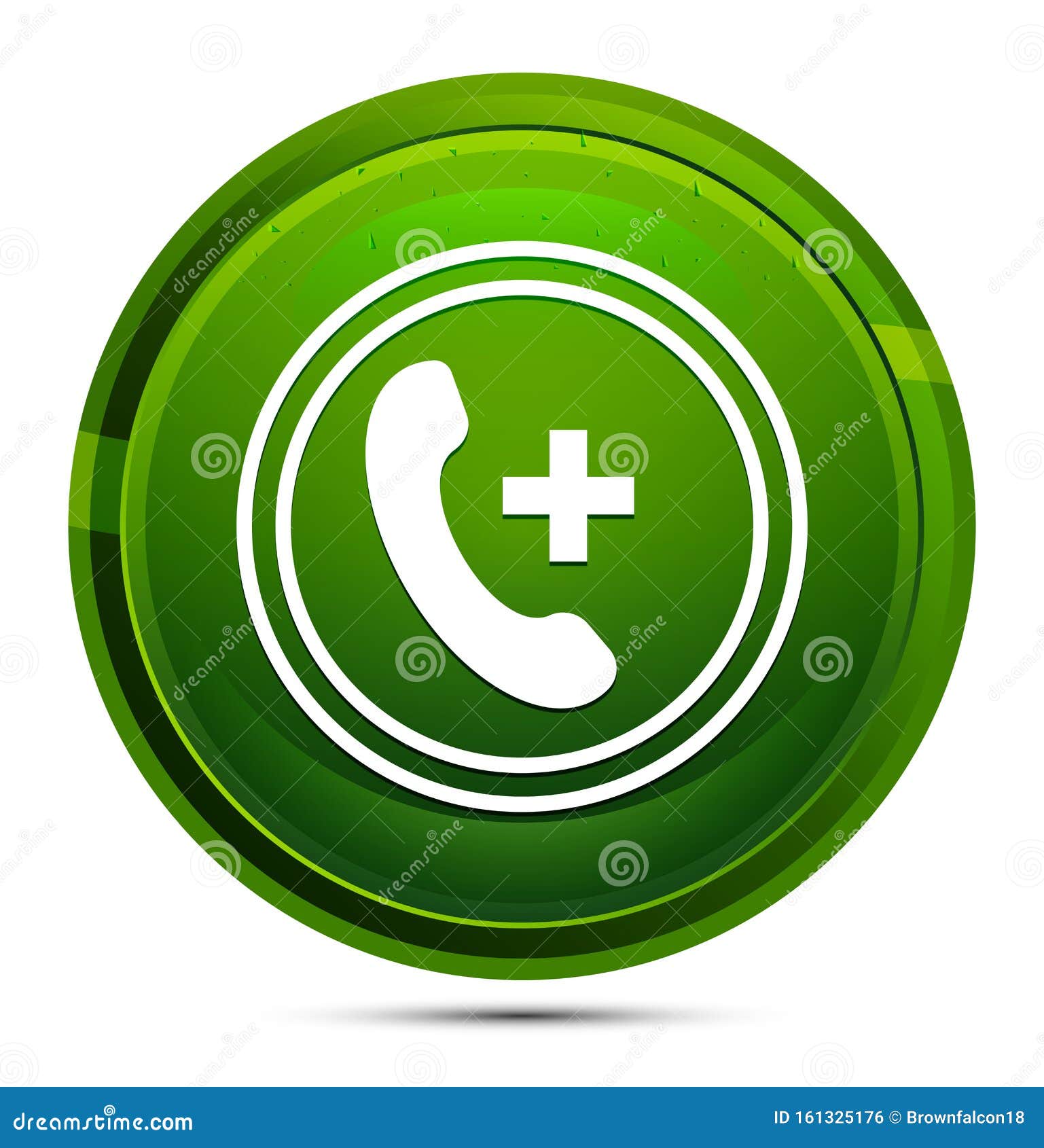 Emergency Call Icon Glassy Green Round Button Illustration Stock Vector ...
