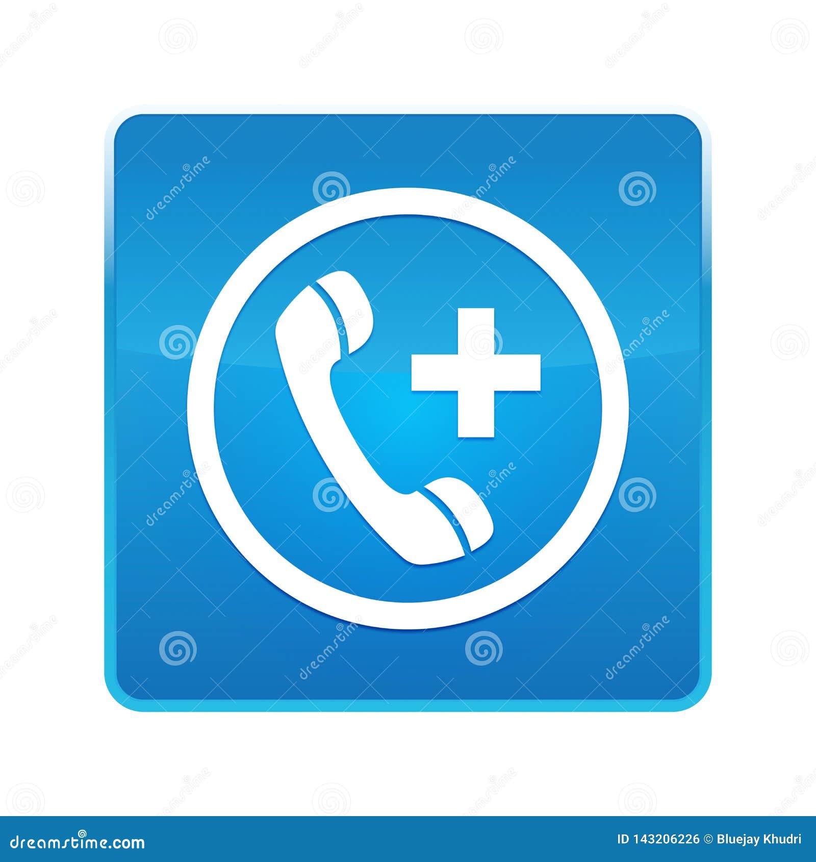 Emergency Call Icon Shiny Blue Square Button Stock Illustration ...