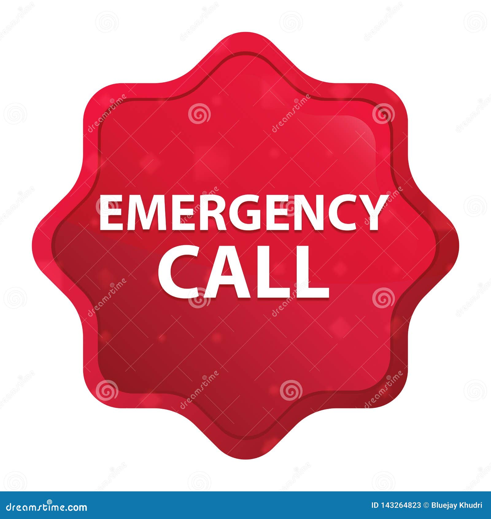 Emergency Call Misty Rose Red Starburst Sticker Button Stock ...