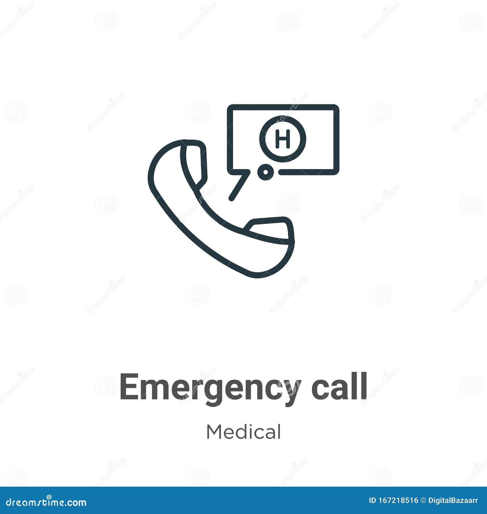 Emergency Call Outline Vector Icon. Thin Line Black Emergency Call Icon ...