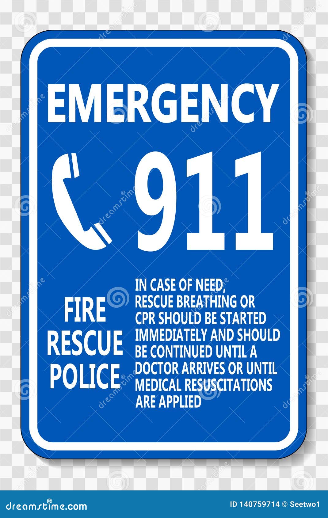 Symbol Emergency Call 911 Sign on Transparent Background Stock Vector ...