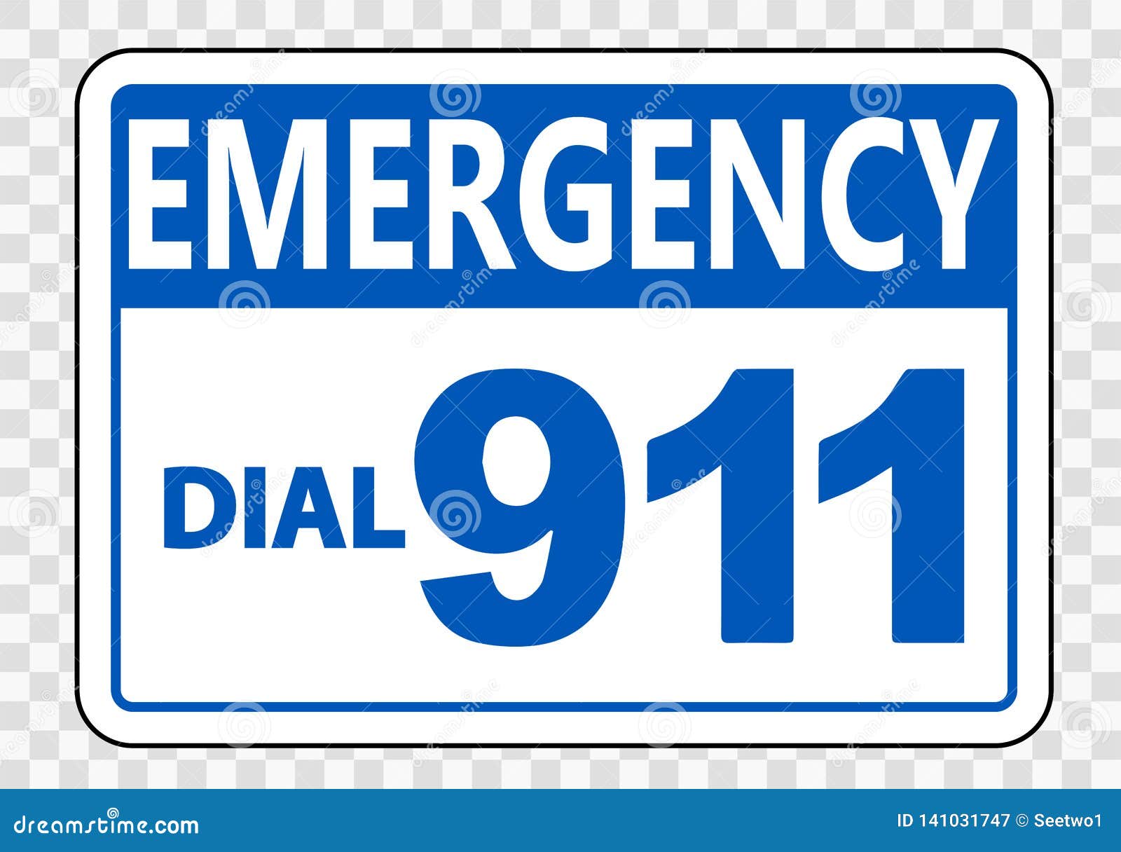 Symbol Emergency Call 911 Sign on Transparent Background Stock Vector ...
