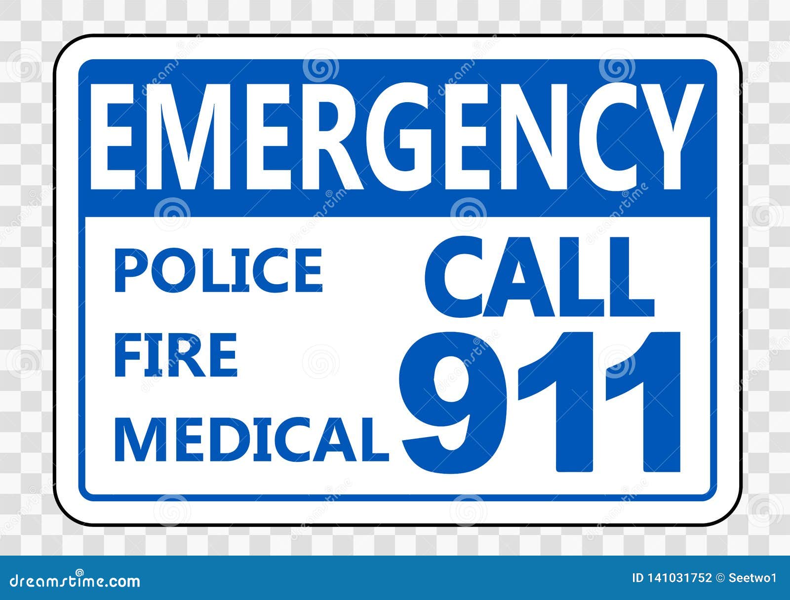 Symbol Emergency Call 911 Sign on Transparent Background Stock Vector ...