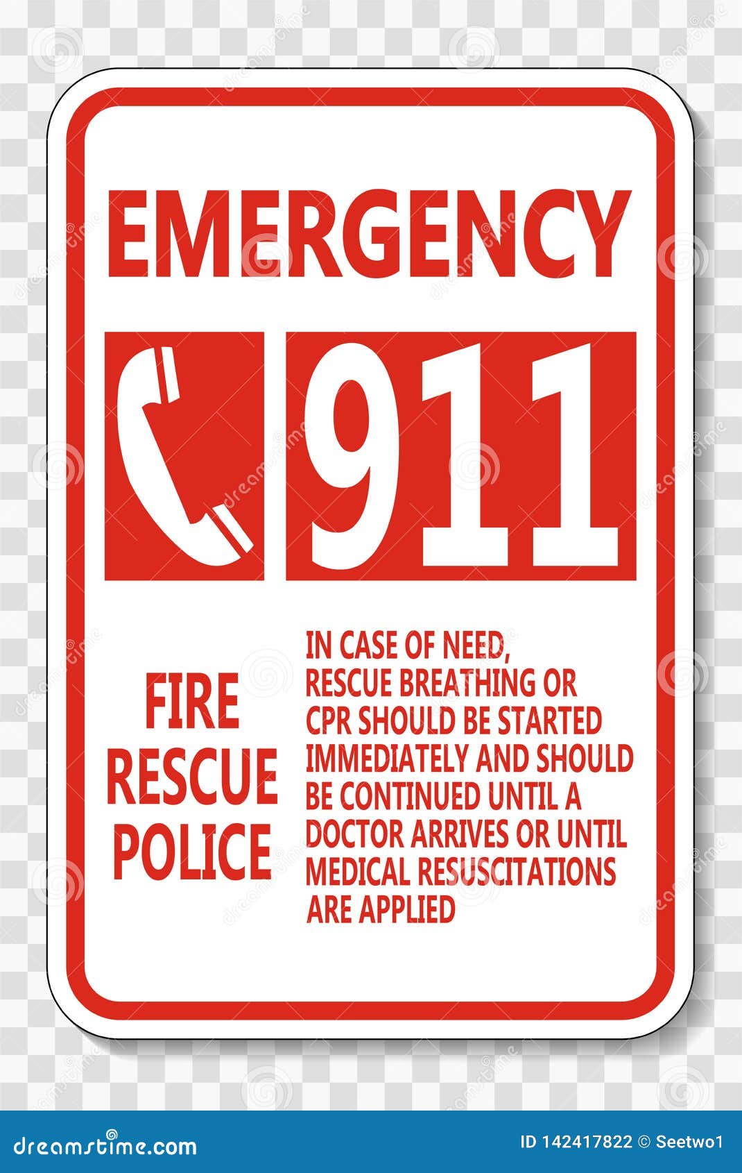 Symbol Emergency Call 911 Sign on Transparent Background Stock Vector ...