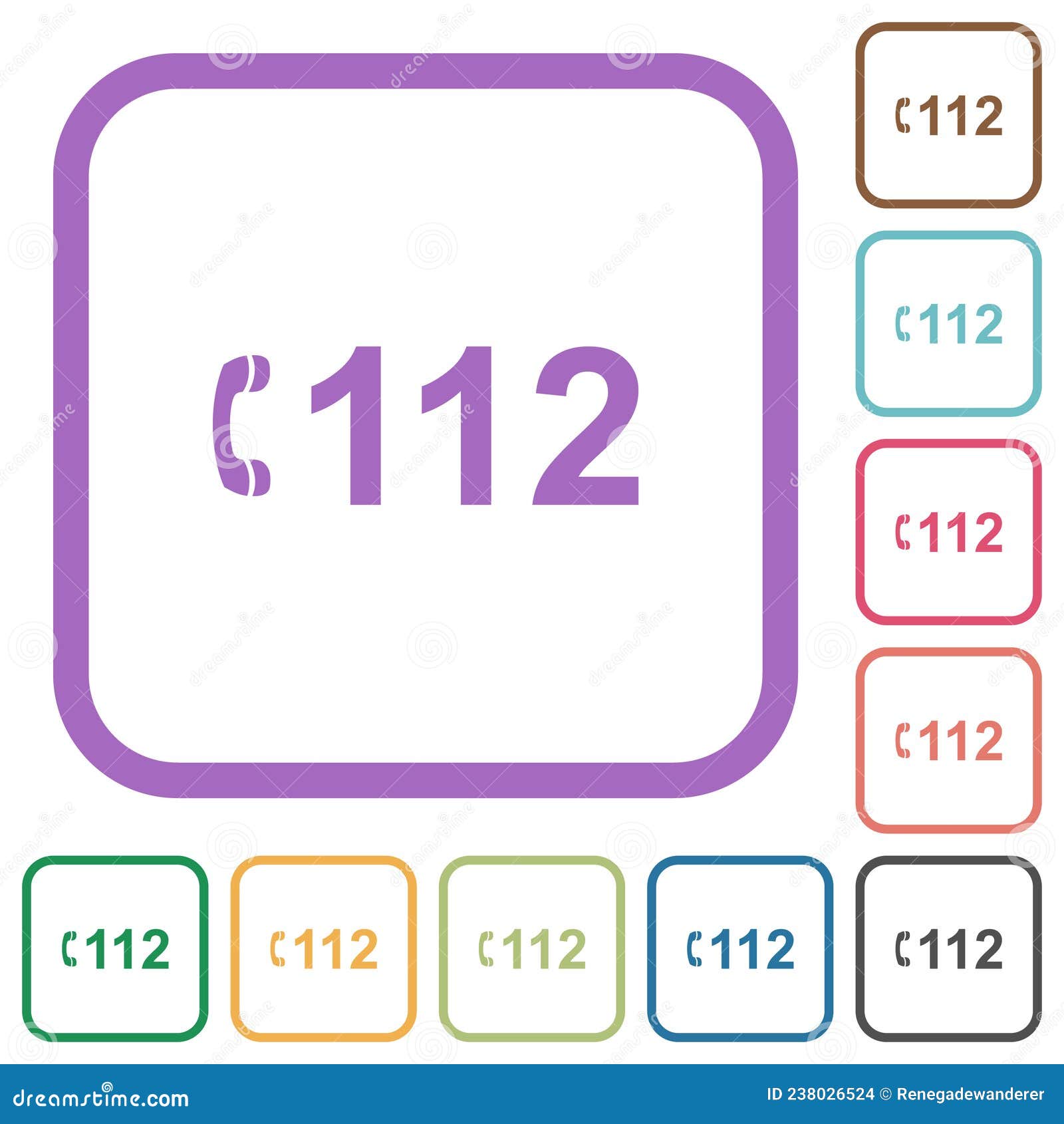 Emergency Call 112 Simple Icons Stock Vector - Illustration of handset ...