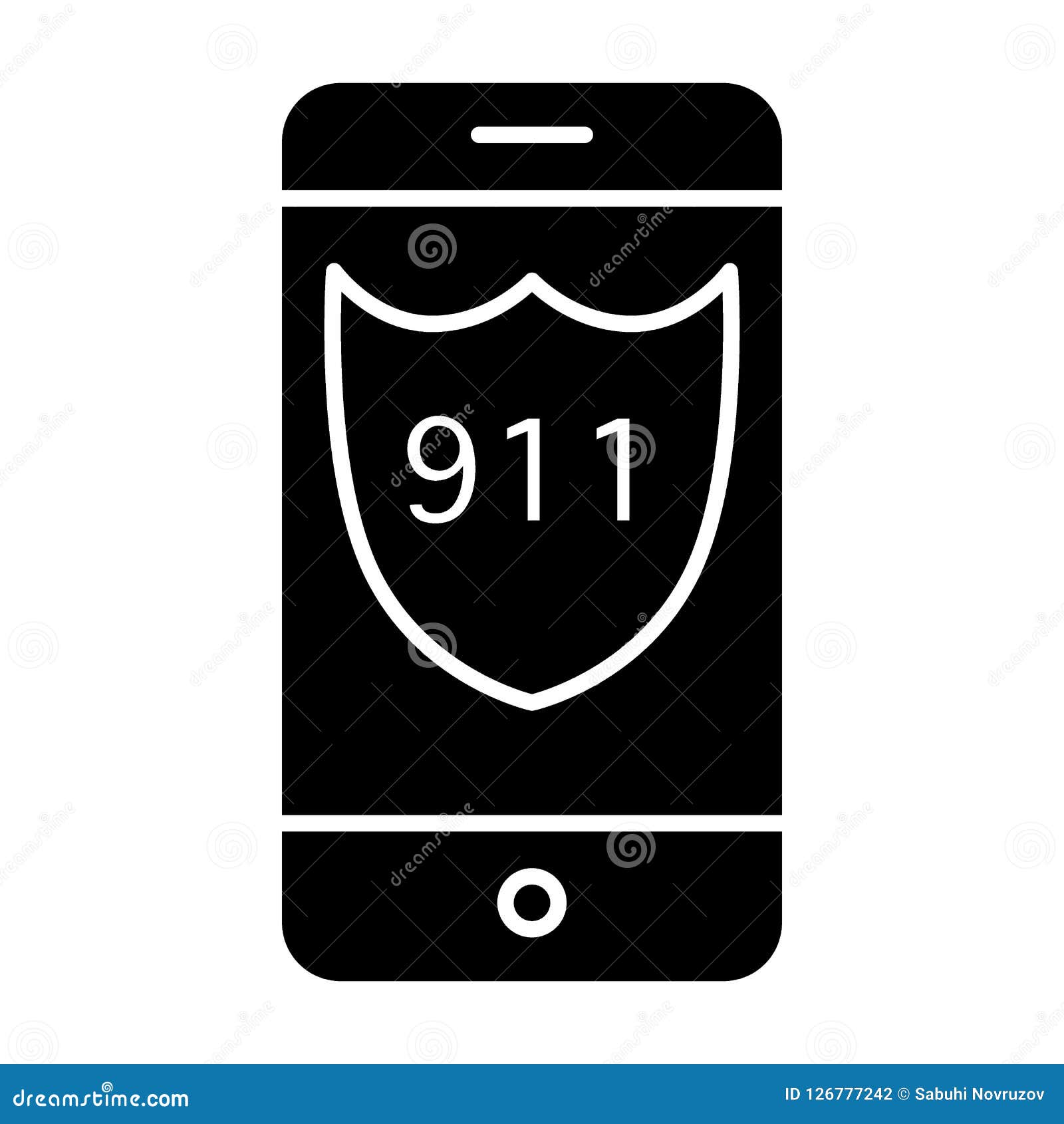 Emergency Call 911 Solid Icon. Phone Screen with 911 Number ...