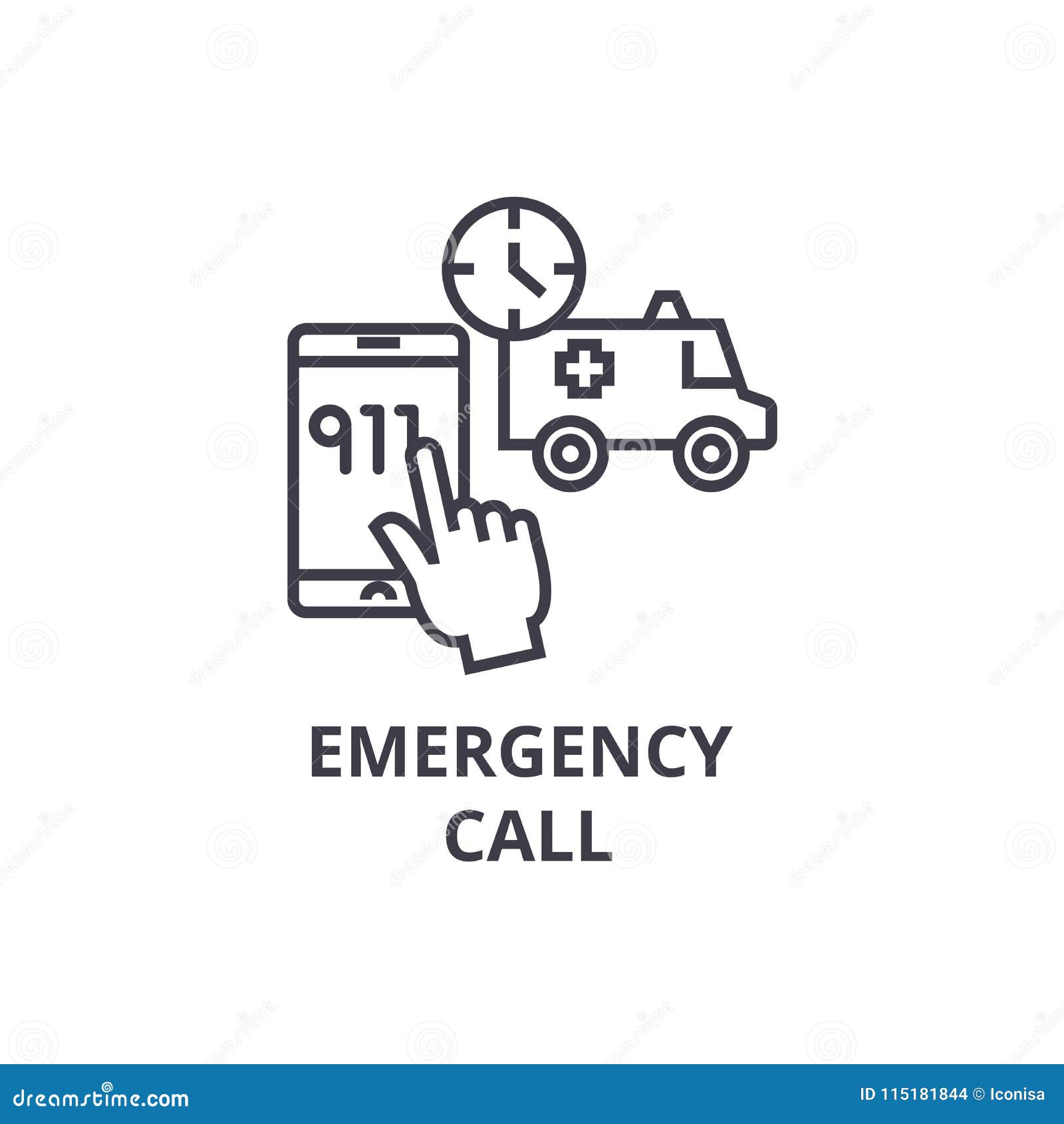 Emergency Call Thin Line Icon, Sign, Symbol, Illustation, Linear ...