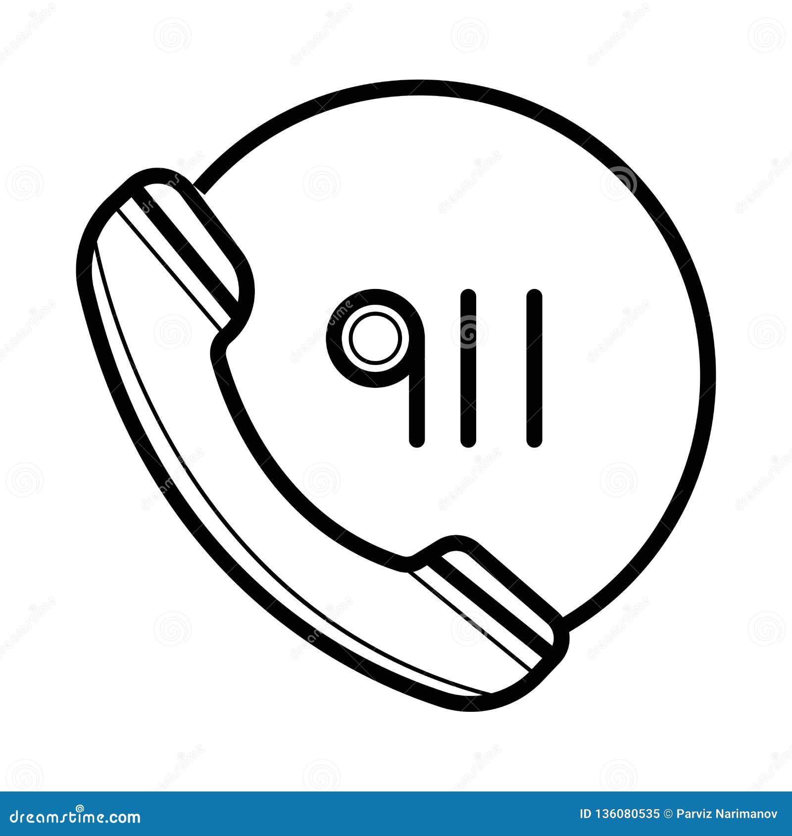 Handset With 112 Emergency Number, Simple Black Icon On White Vector ...