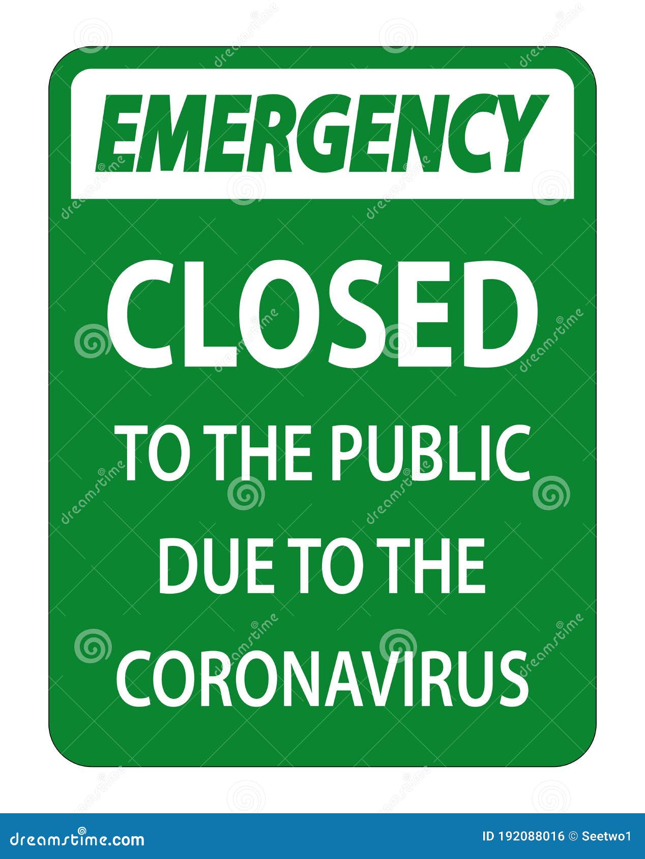 Emergency Closed To Public Sign on White Background Stock Vector ...