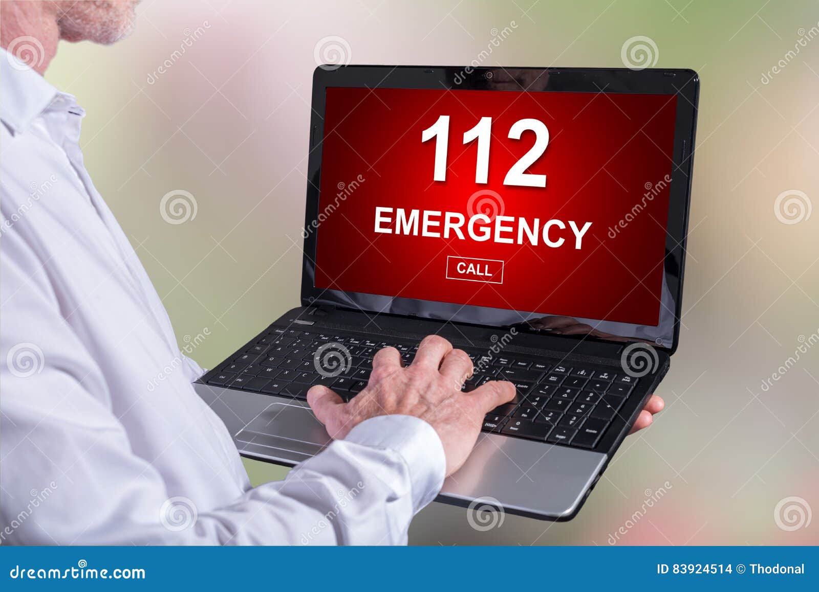 Emergency Concept on a Laptop Stock Photo - Image of number, hand: 83924514