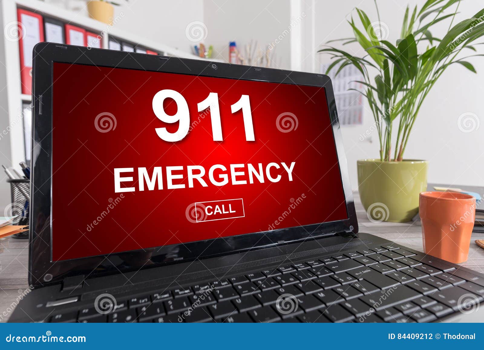 Emergency Concept on a Laptop Stock Photo - Image of number, call: 84409212