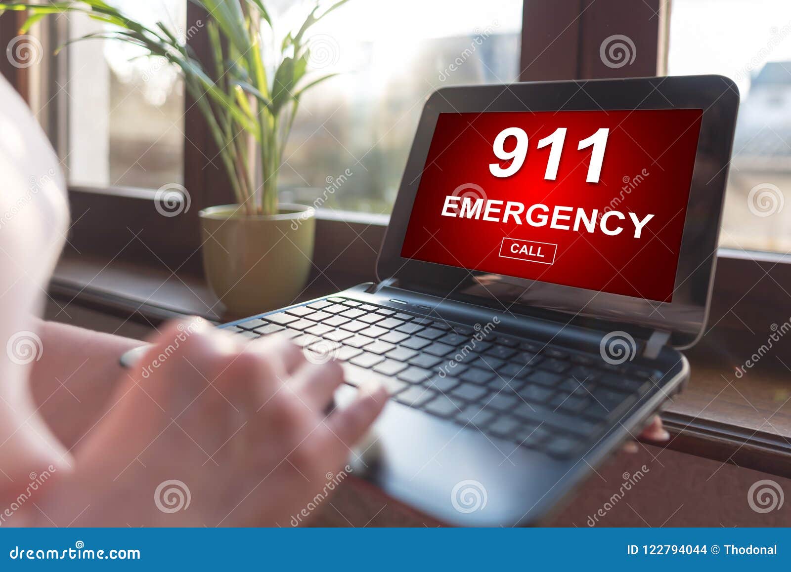 Emergency Concept on a Laptop Screen Stock Photo - Image of alarm ...