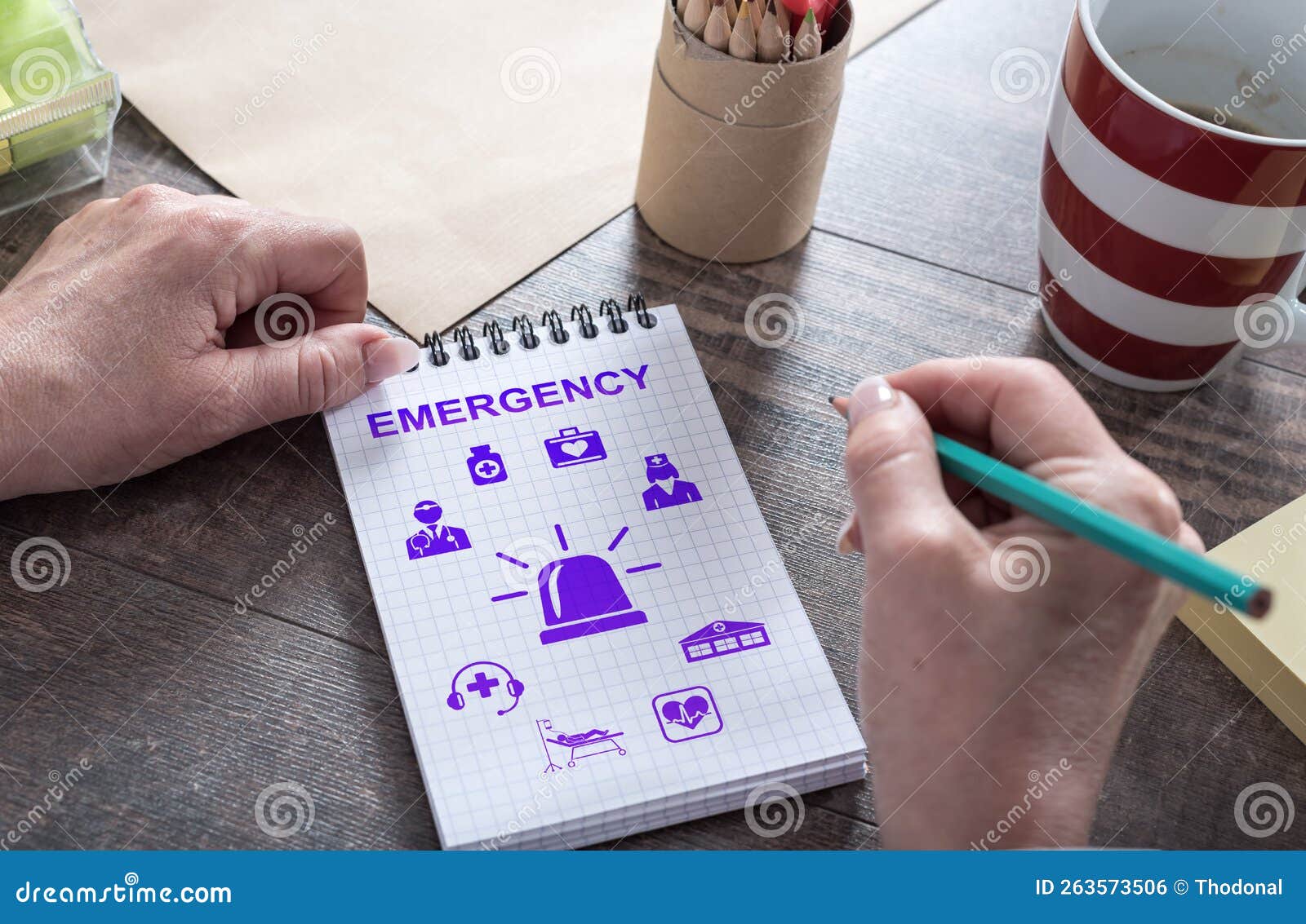 Emergency Concept on a Notepad Stock Photo - Image of alert, warning ...