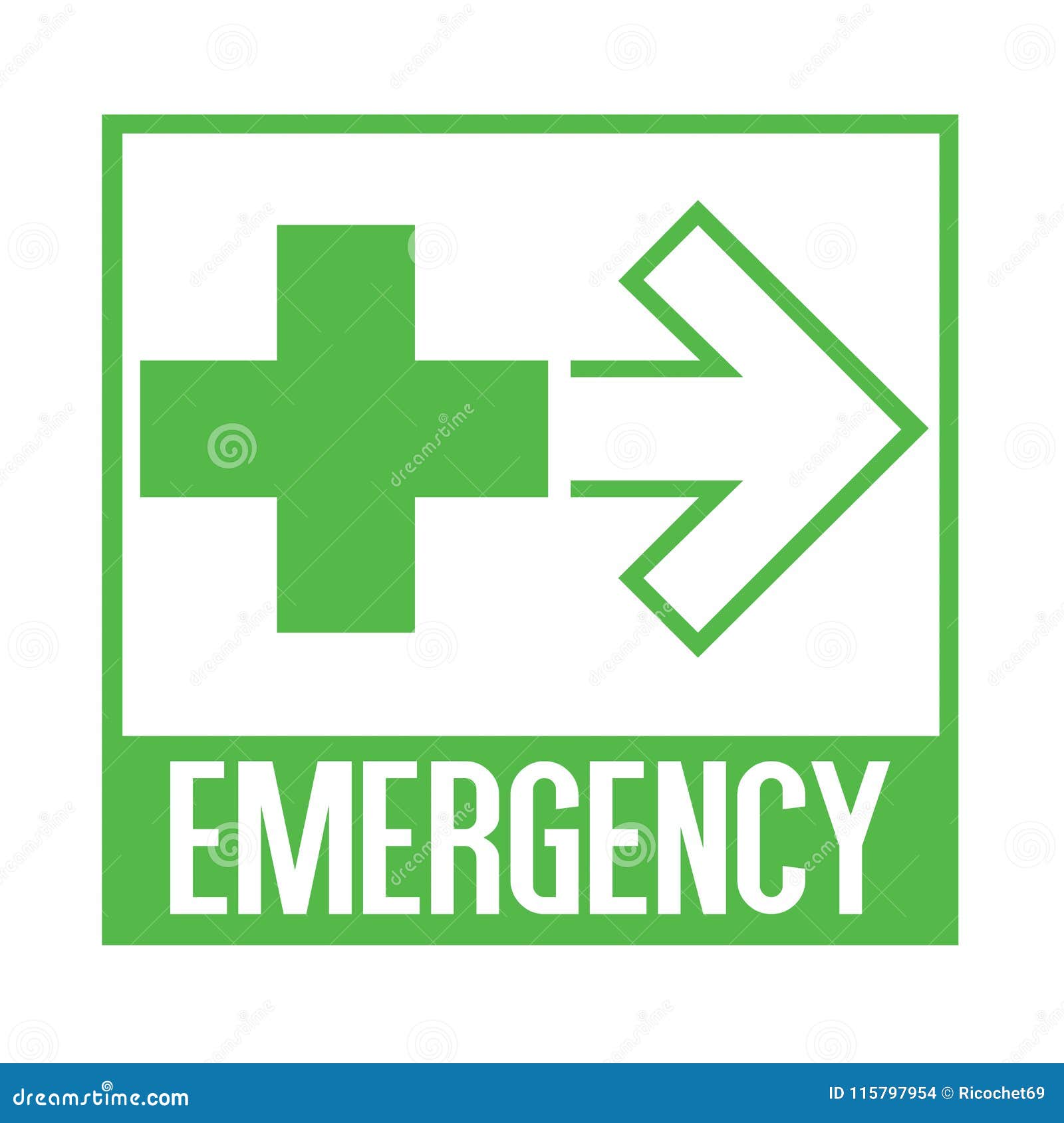 Emergency direction sign stock illustration. Illustration of symbol ...