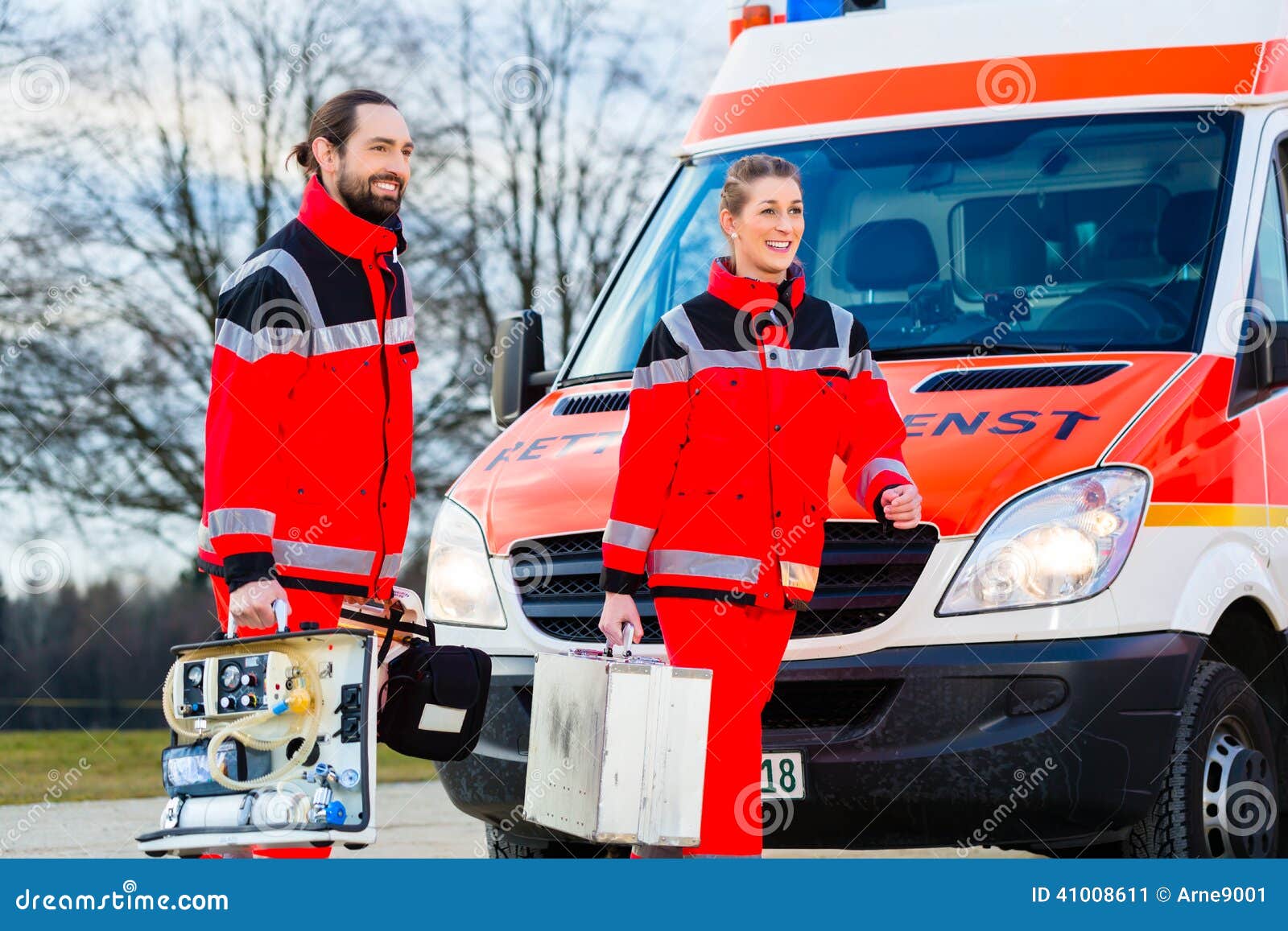 Emergency Doctor In Front Of Ambulance Stock Photo - Image: 41008611