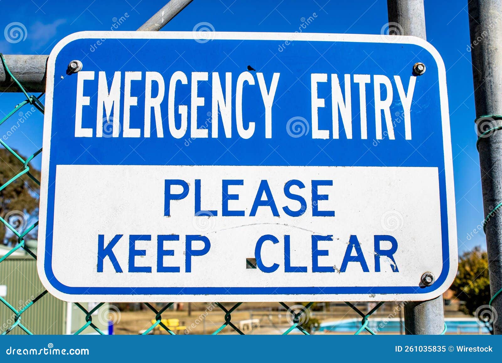 Emergency Entry Please Keep Clear Warning Sign. Stock Image - Image of ...