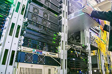 Emergency Equipment Replacement in the Server Rack. Work with Computer ...