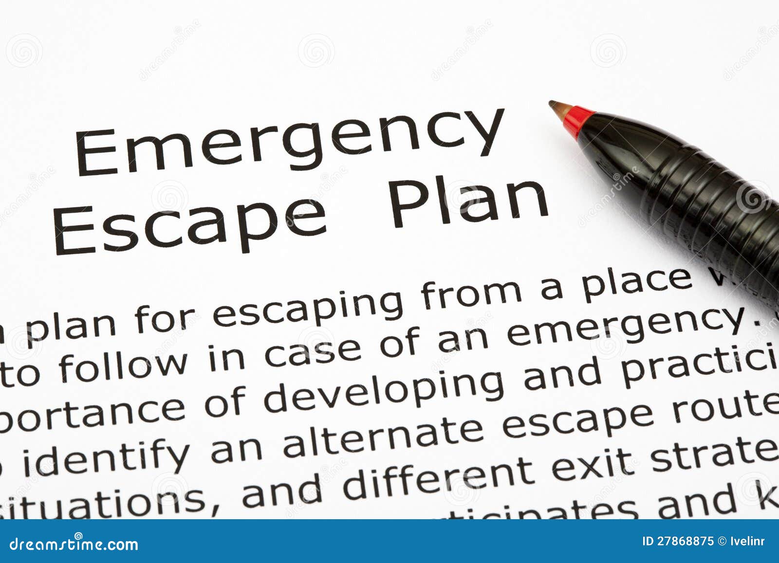 Emergency Escape Plan Text On Top View Color Table Background Royalty ...