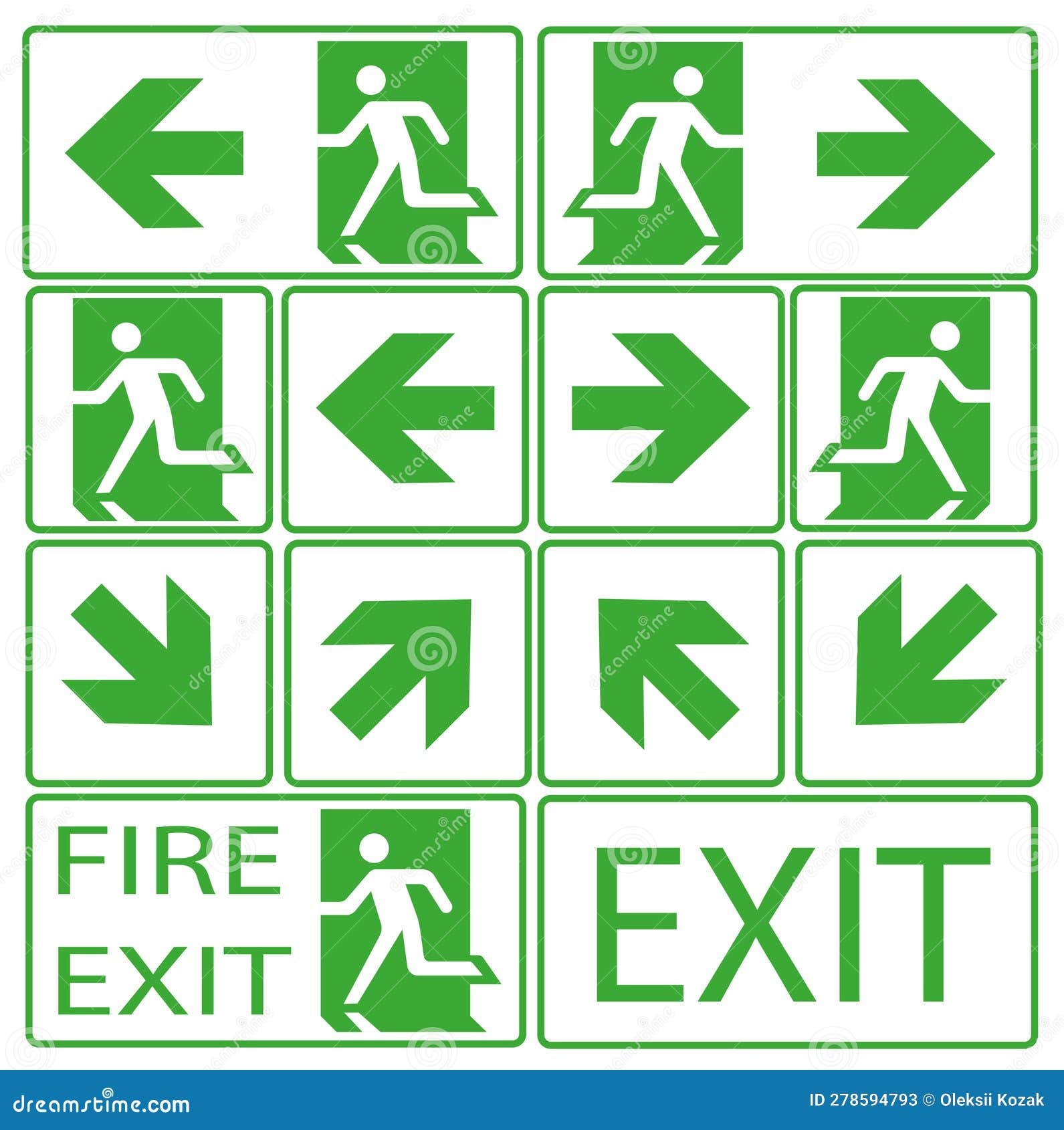 Emergency Escape Sign Symbols Exit. Vector Illustration Stock Vector ...