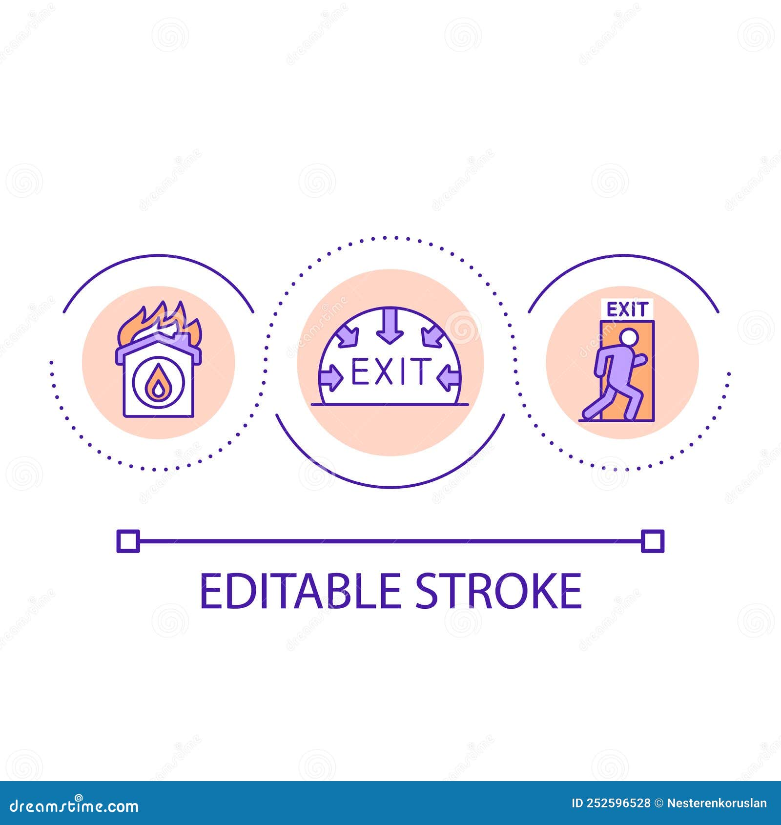Emergency Evacuation during Fire in Building Loop Concept Icon Stock ...