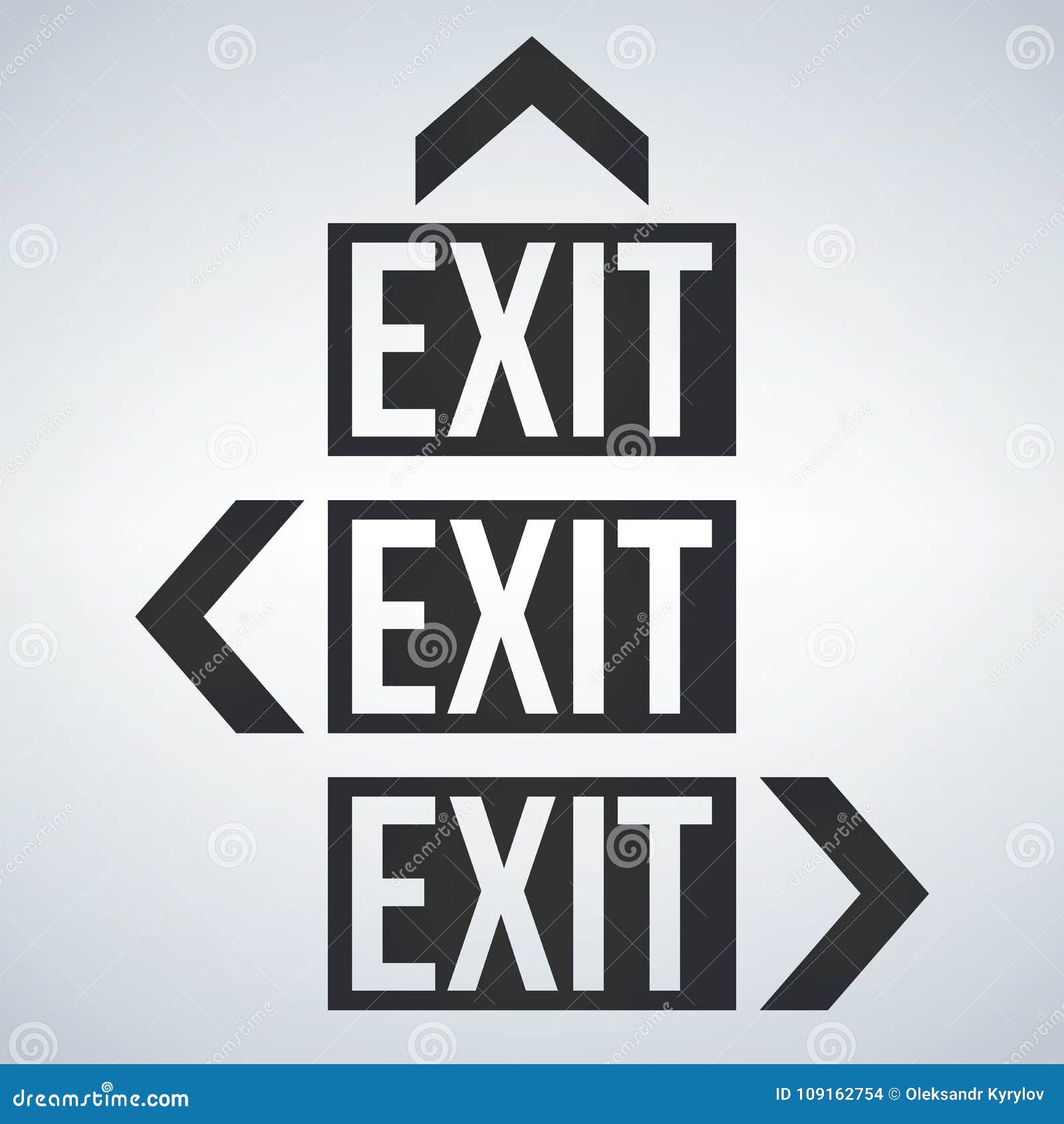 Emergency Exit with Arrow Icons Set. Stock Illustration - Illustration ...