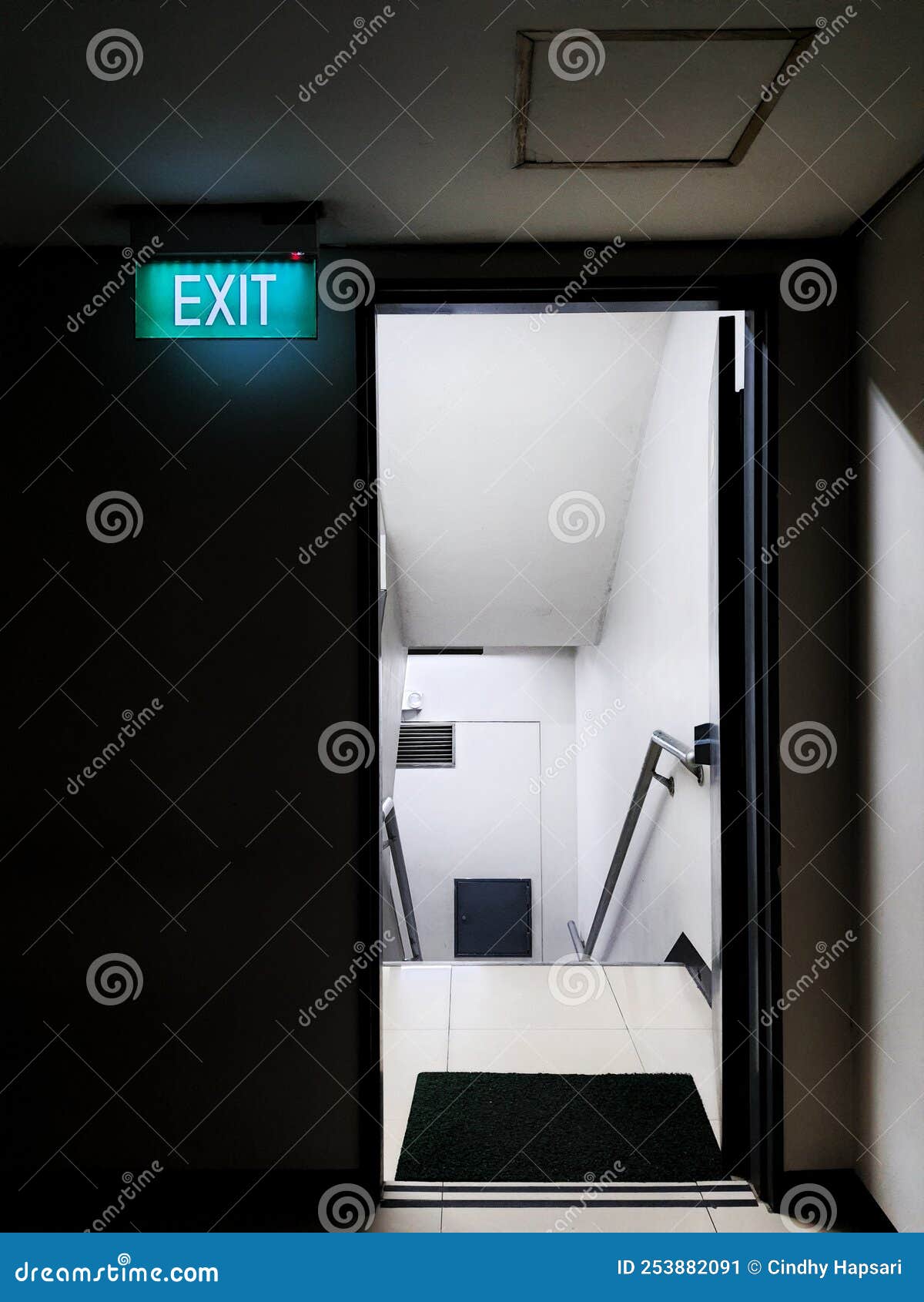 Emergency Exit Door of a Building Stock Image - Image of light ...