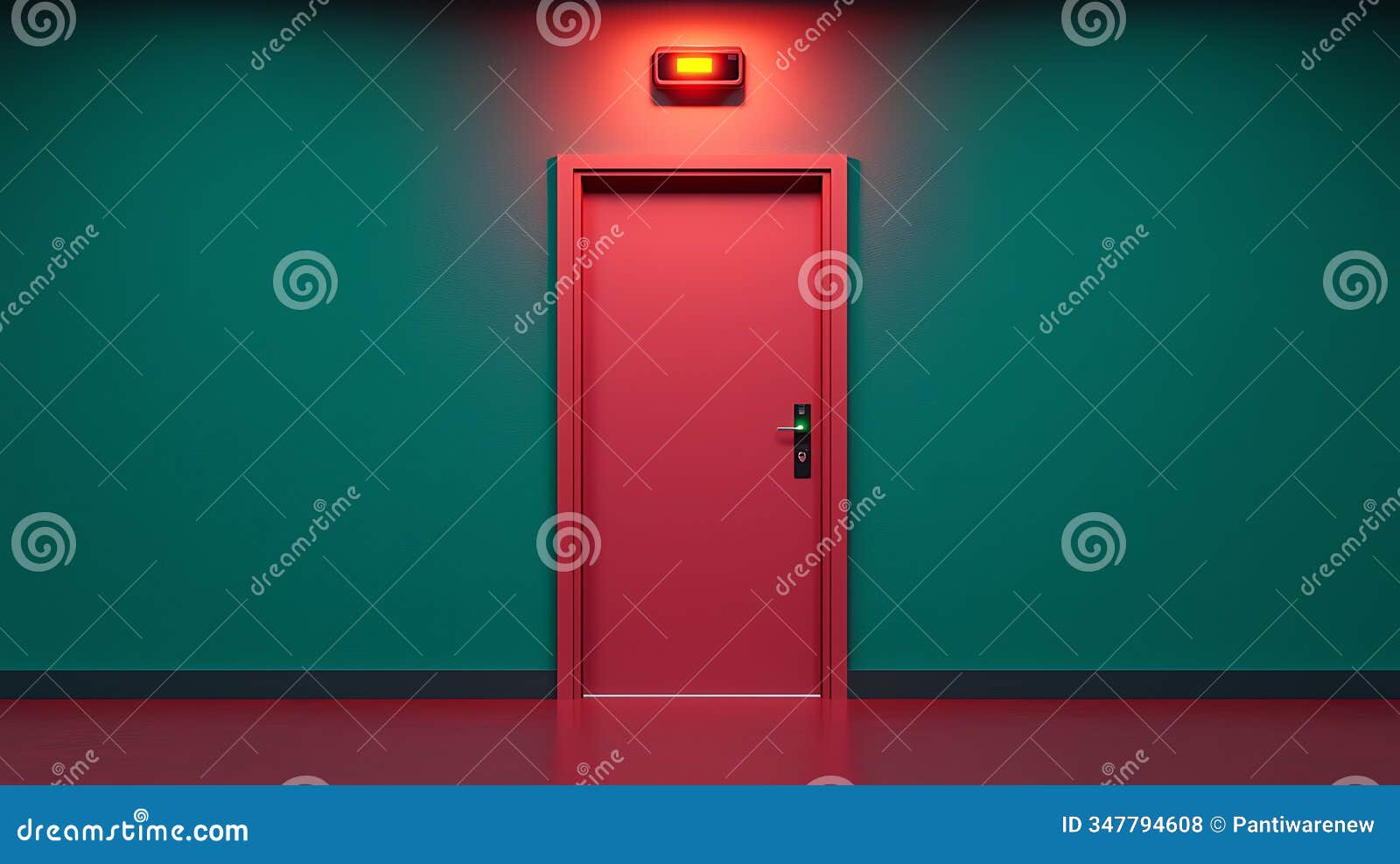 Emergency Exit Door with Fire Alarm Glowing Light Stock Illustration ...