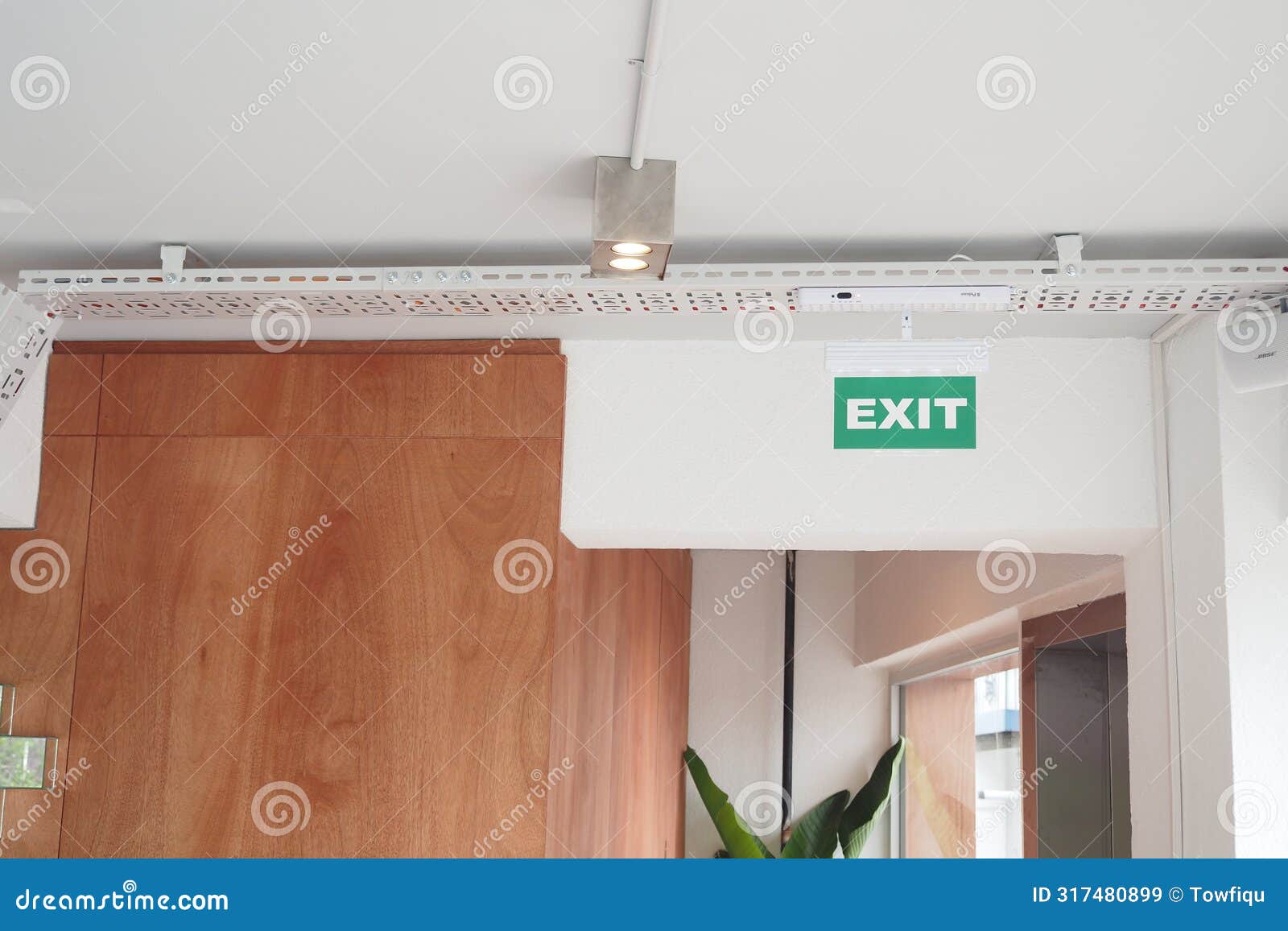 Emergency Exit Door Inside of a Building Stock Image - Image of sign ...