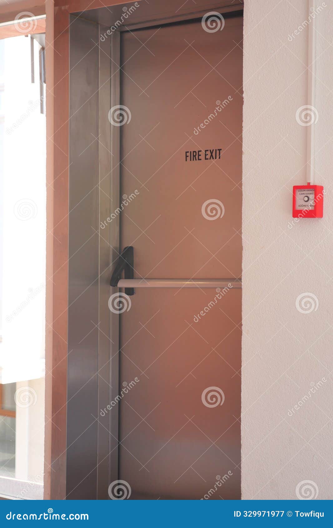 Emergency Exit Door Inside of a Building Stock Image - Image of outside ...