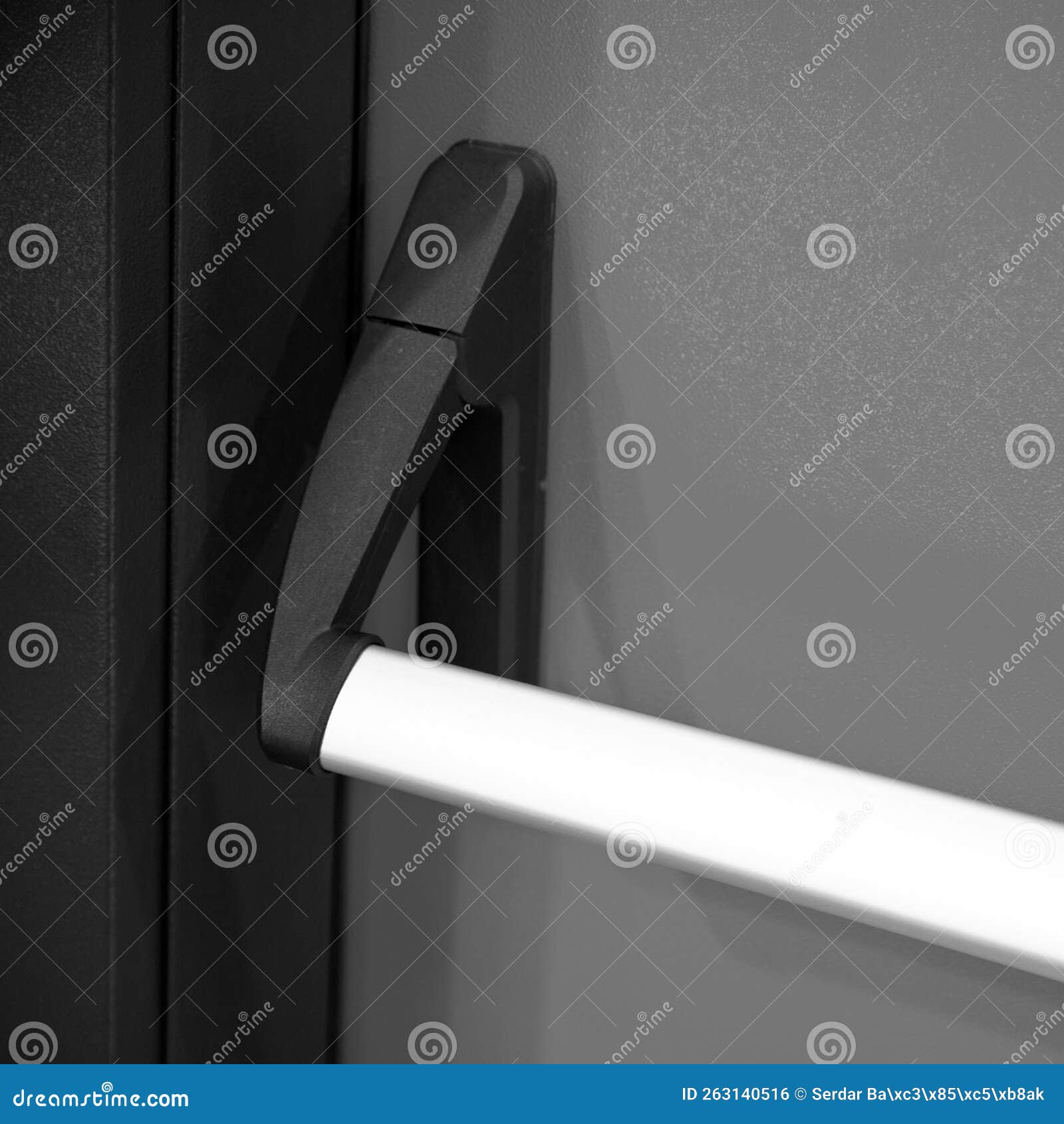 Emergency Exit Door. Push Bar and Rail for Panic Exit Stock Photo ...