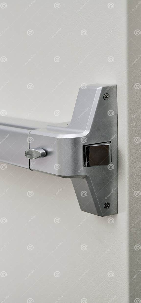 Emergency Exit Door. Push Bar and Rail for Panic Exit Stock Photo ...