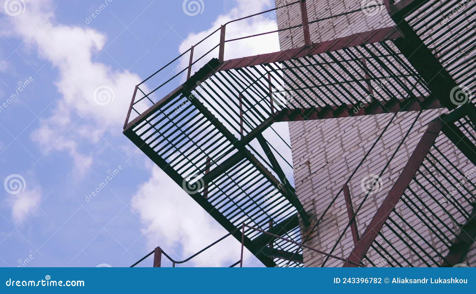 Emergency Exit Fire Escape. Backyard Inventory. Angle from Below Stock ...