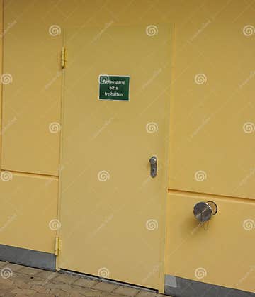 EMERGENCY EXIT in German Language Stock Photo - Image of fire, danger ...