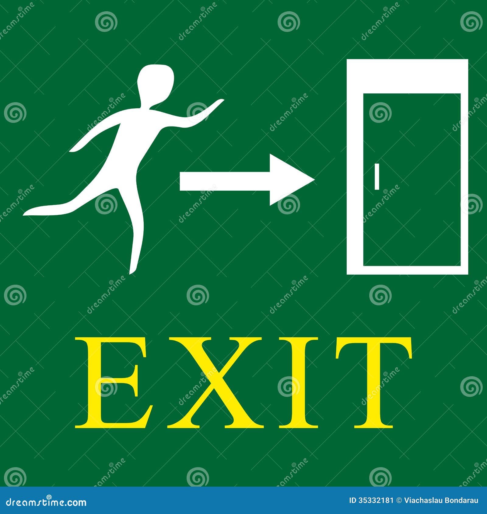 Emergency Exit - Green Sign Stock Vector - Illustration of icon, danger ...