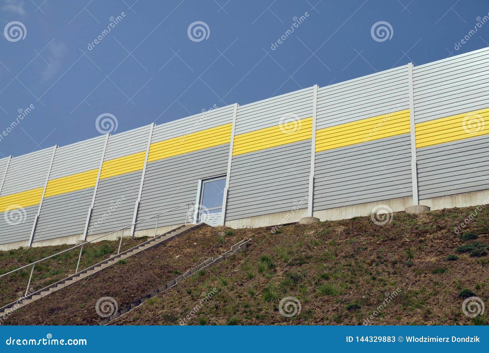 Emergency Exit from the Highway. Soundproof Barriers Stock Image ...