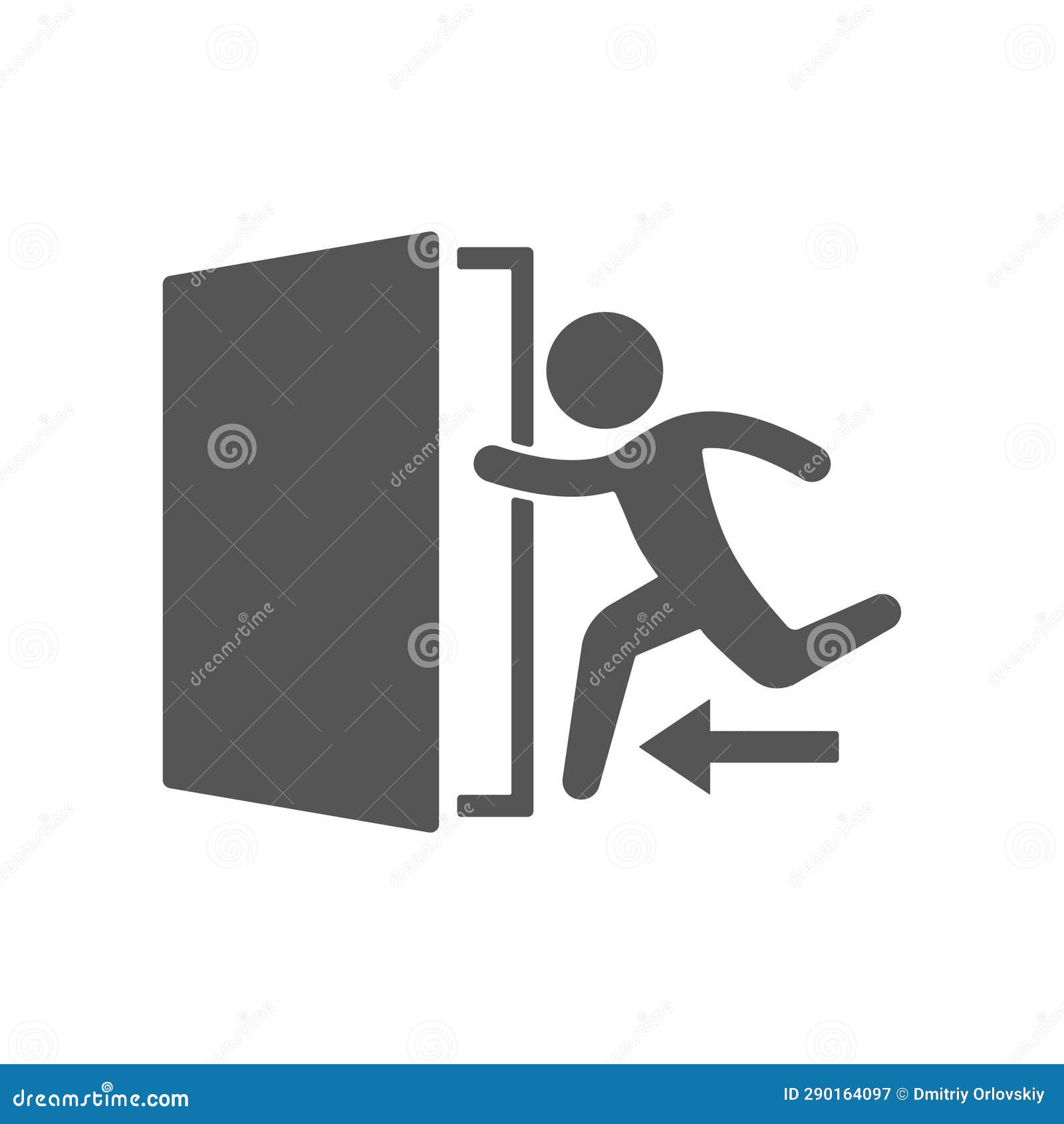 Emergency Exit with Human Figure Sign Icon. Door with Arrow Symbol ...
