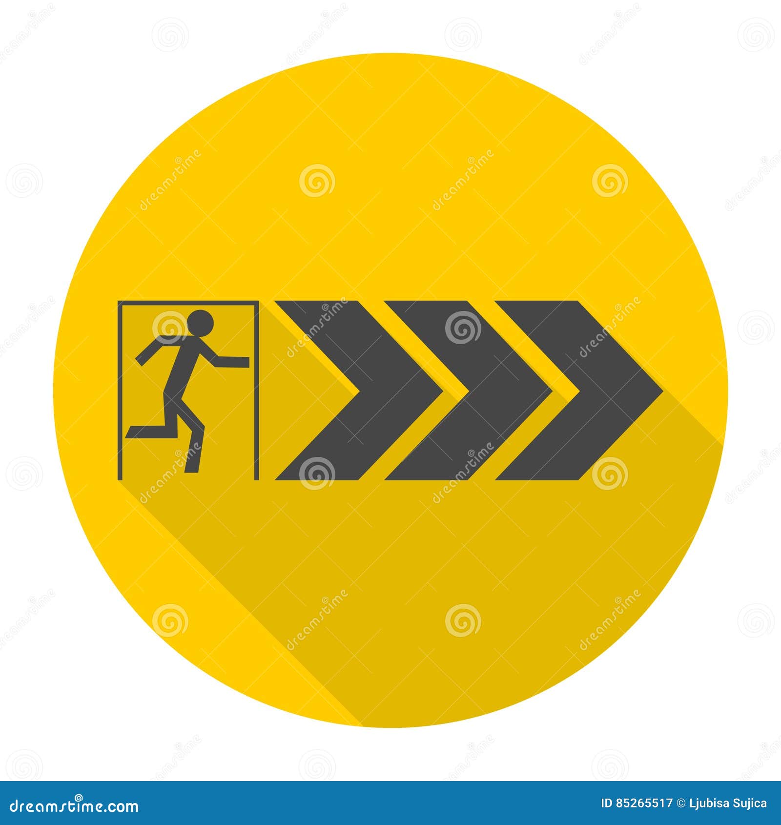 Emergency Exit Icon with Long Shadow Stock Vector - Illustration of ...