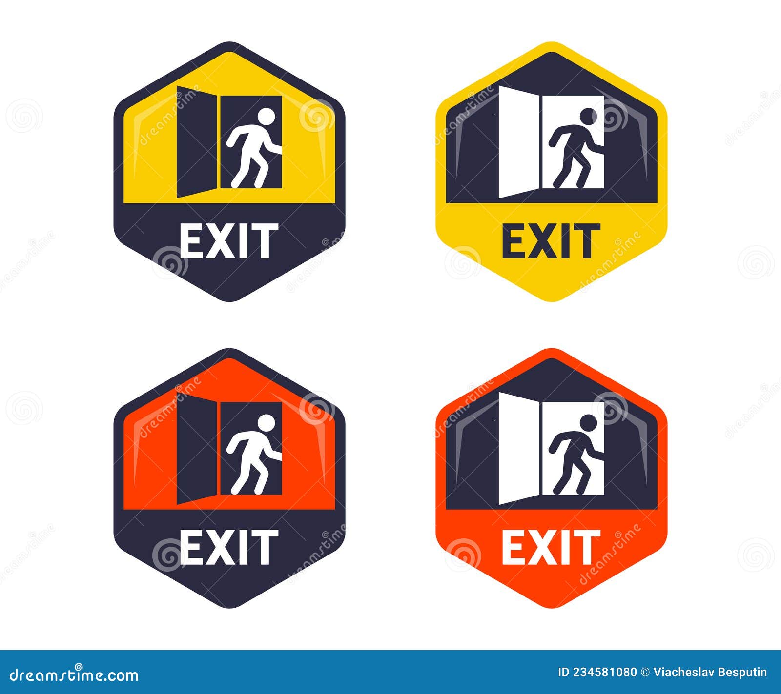 Emergency Exit Icons Set. Fire Evacuation Mark Stock Vector ...