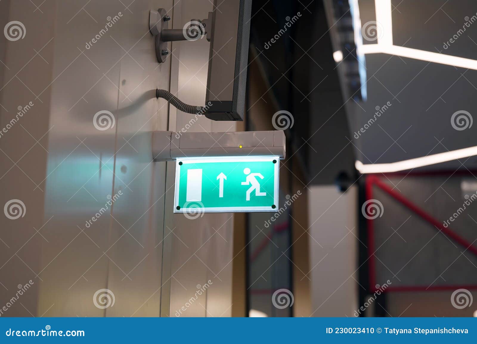 The Emergency Exit Indicator is Green with Illumination from the Inside ...