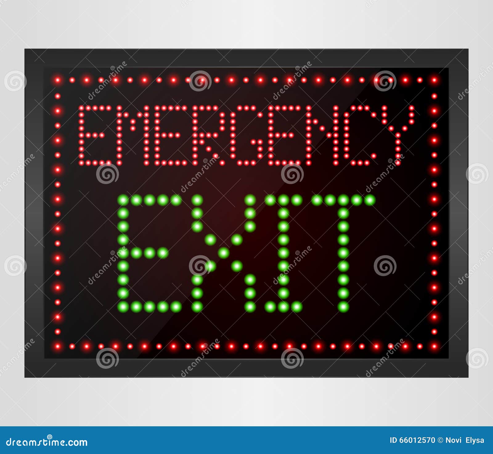 Emergency Exit LED Digital Sign Stock Vector - Illustration of glowing ...