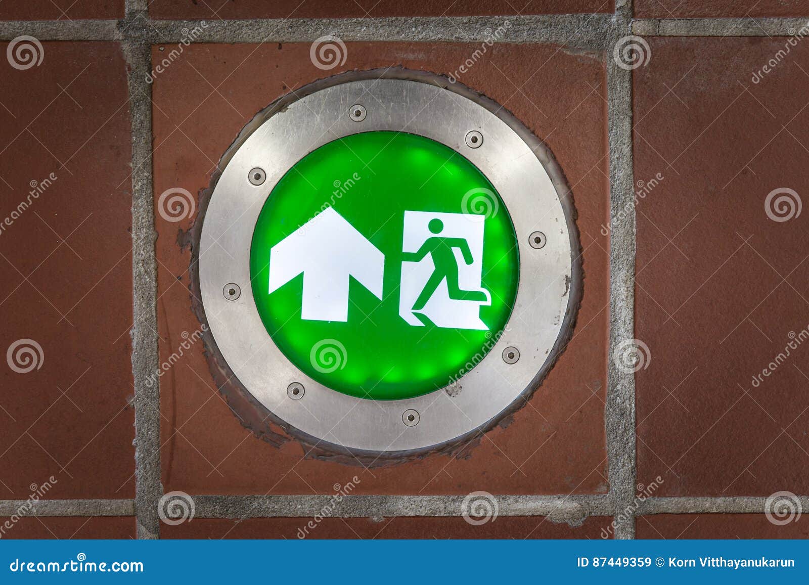 Emergency Exit Light on the Ground. Stock Image - Image of security ...