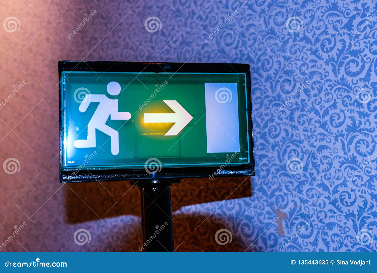 Emergency Exit Light Sign Wallpaper Background Stock Image - Image of ...