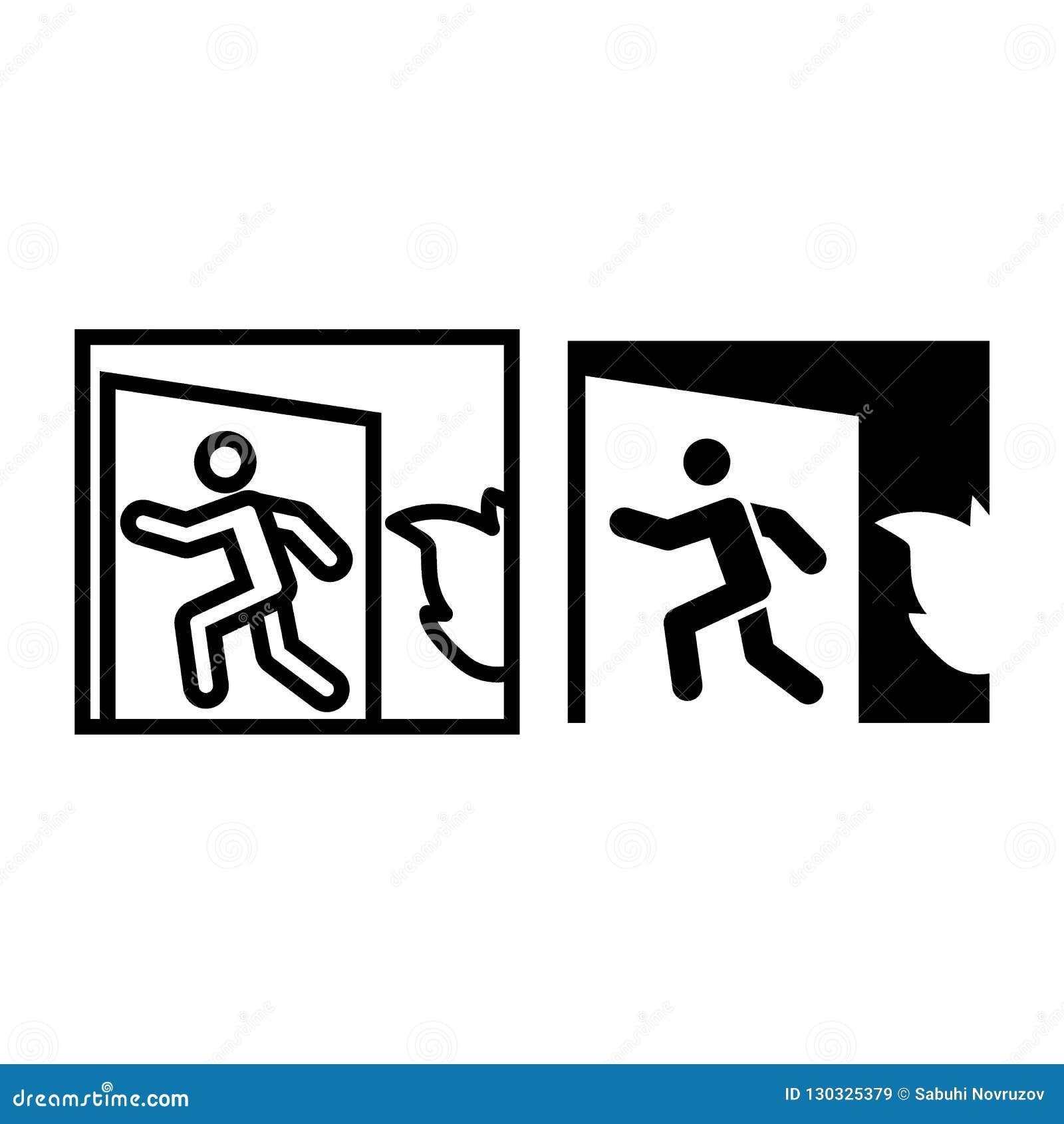 Emergency Exit Line and Glyph Icon. Fire Exit Vector Illustration ...