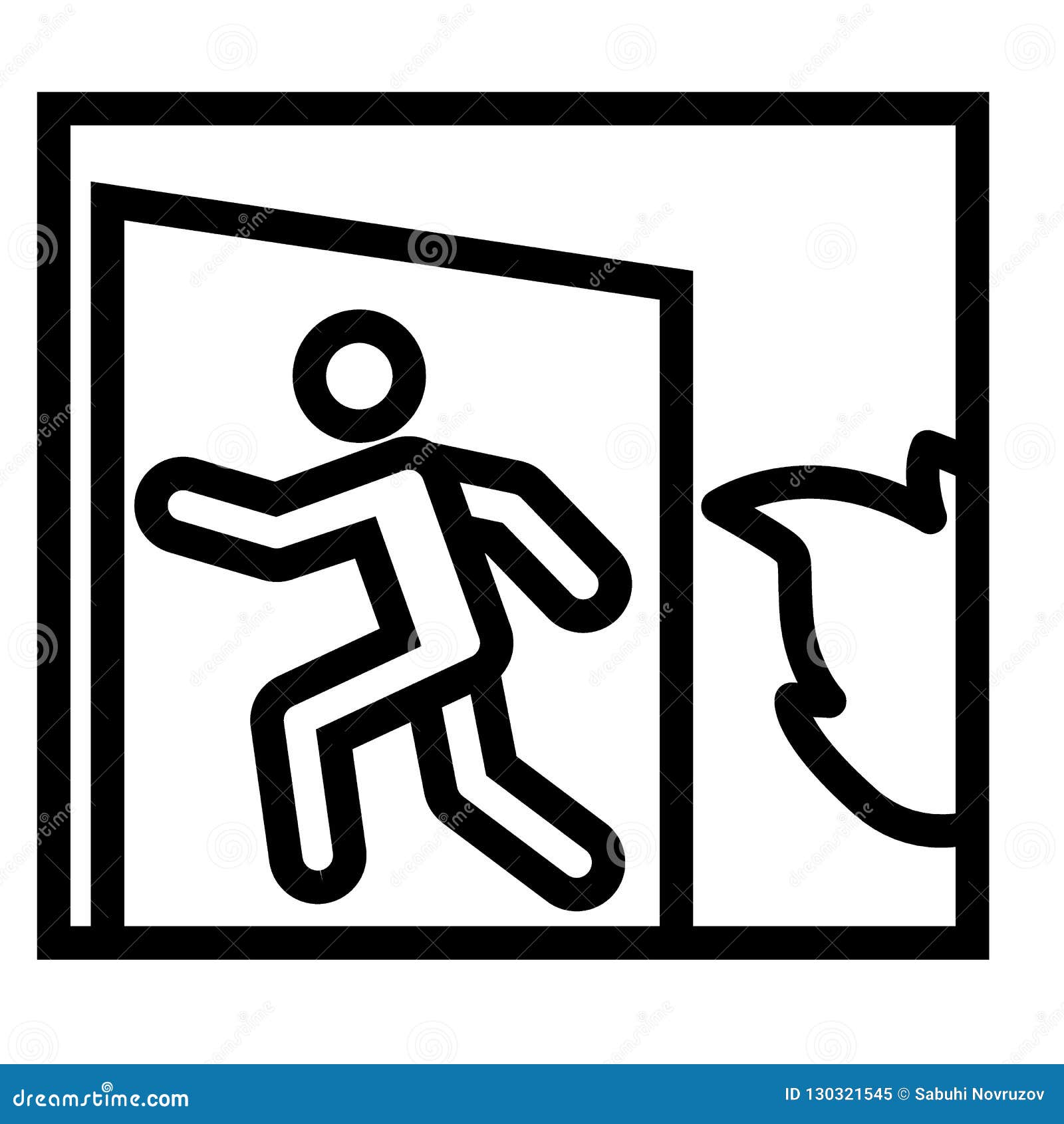 Emergency Exit Line Icon. Fire Exit Vector Illustration Isolated on ...