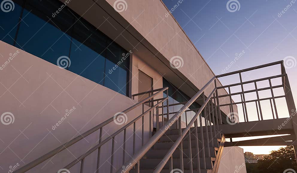 Emergency Exit in Office Building Stock Photo - Image of exterior ...