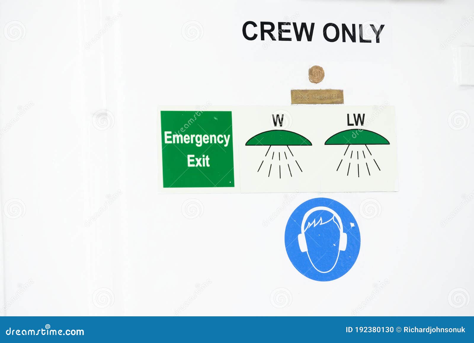 Emergency Exit Onboard Ferry Ship for Crew and Passengers Sign Stock ...