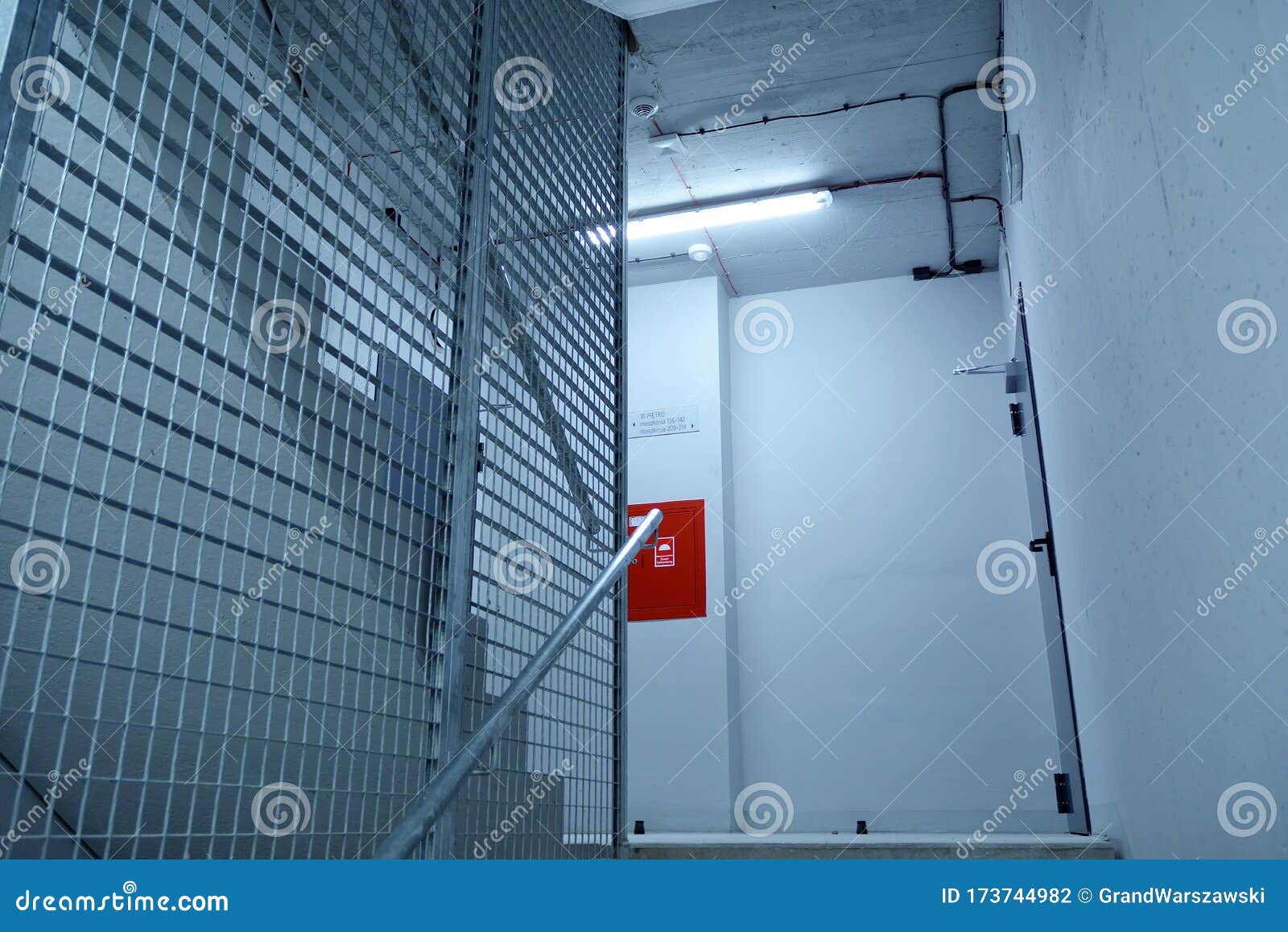 Emergency Exit in a Residential Apartment Building. Stock Photo - Image ...